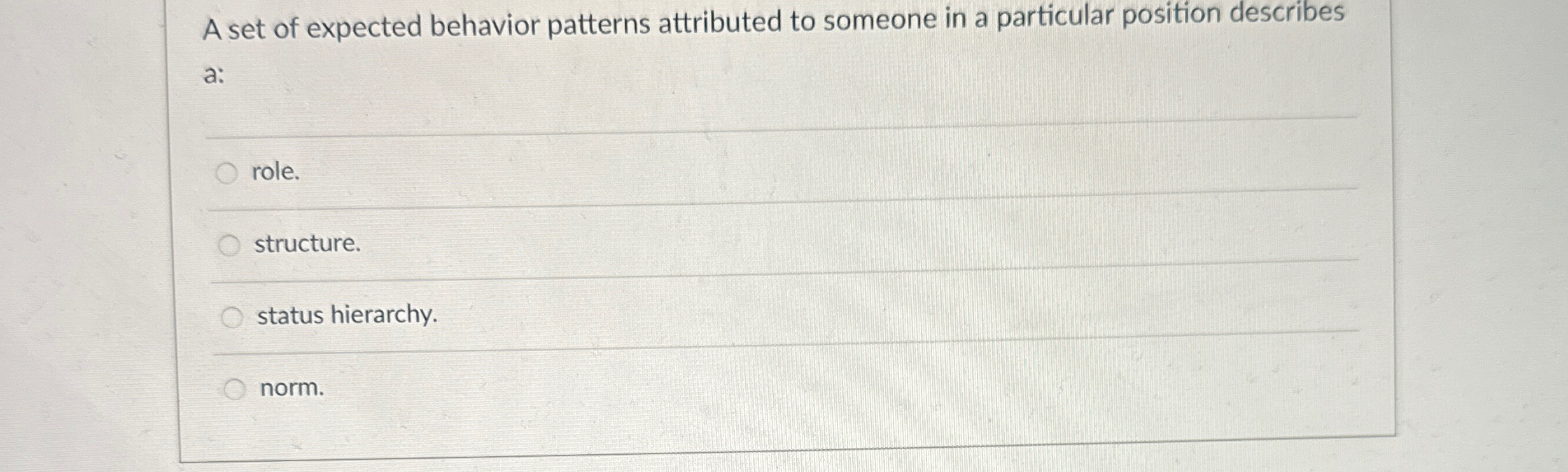 Solved A set of expected behavior patterns attributed to | Chegg.com
