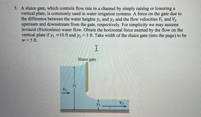 Solved 5. A sluice gate, which controls flow rate in a | Chegg.com