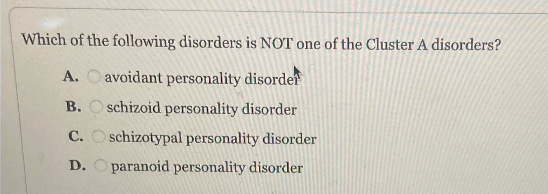 Solved Which of the following disorders is NOT one of the | Chegg.com
