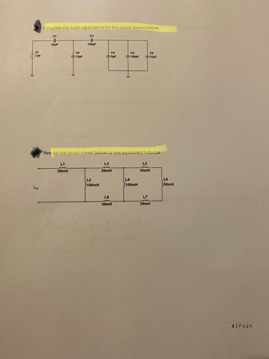 Solved Calculate the total capacitance for the circult shown | Chegg.com