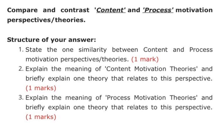 Solved Compare and contrast 'Content' and 'Process' | Chegg.com
