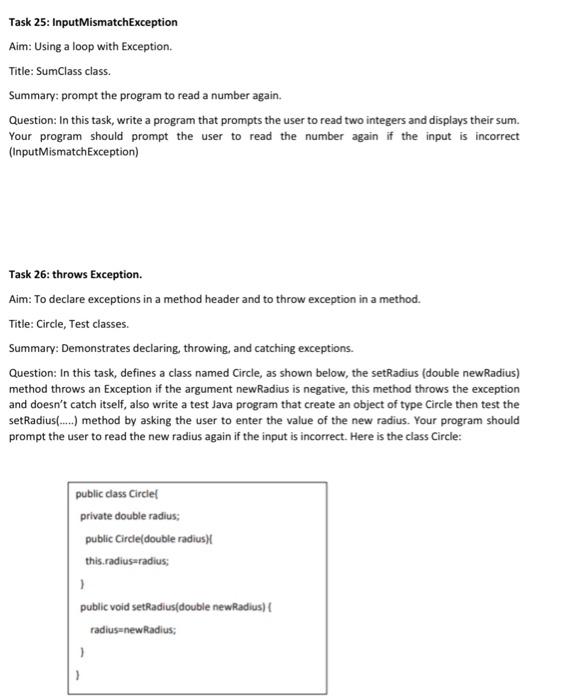 Solved Task 24: RuntimeException Aim: To explore the | Chegg.com