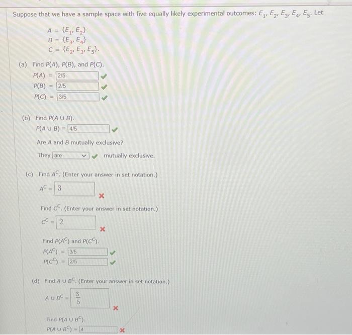 Solved Suppose that we have a sample space with five equally | Chegg.com