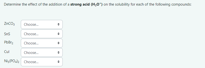 Solved Determine the effect of the addition of a strong acid | Chegg.com