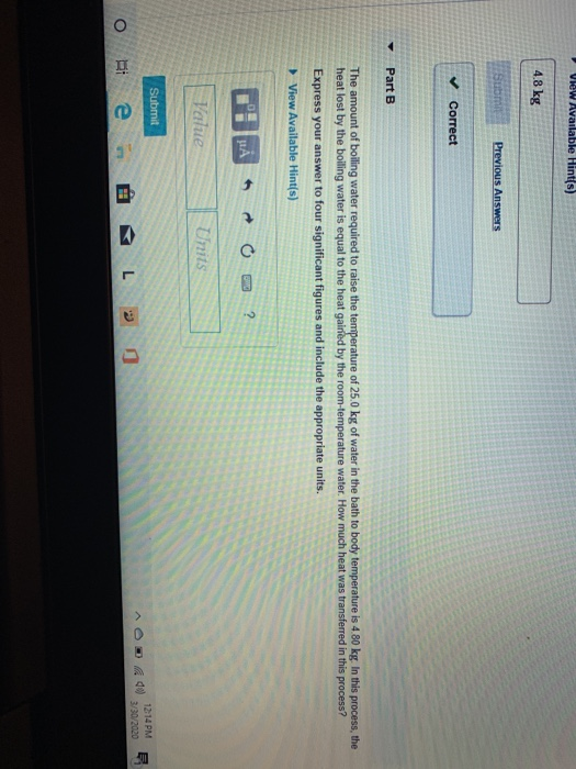 Solved View Available Hints) 4.8 kg Previous Answers Correct | Chegg.com