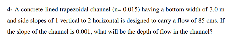 Solved This is hydraulics question. Determine the normal | Chegg.com