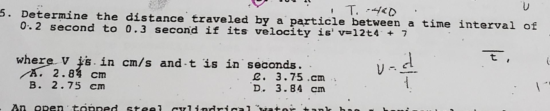 Solved Determine the distance traveled by a particle between | Chegg.com