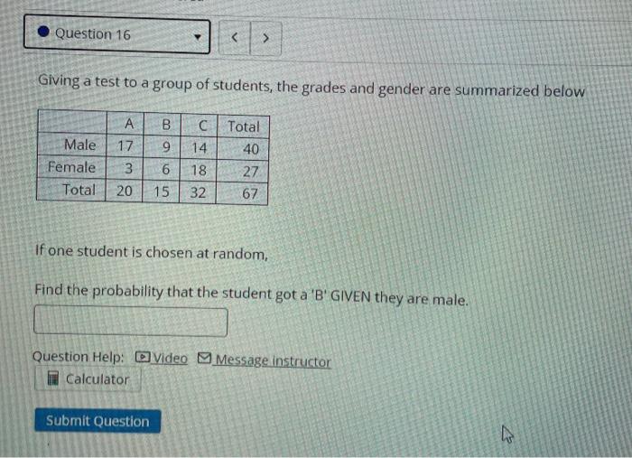 Solved Question 15 Giving a test to a group of students, the | Chegg.com