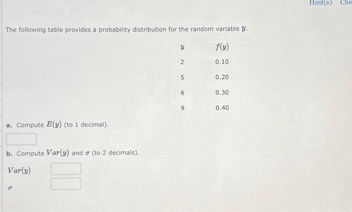 Solved The following table provides a probability | Chegg.com