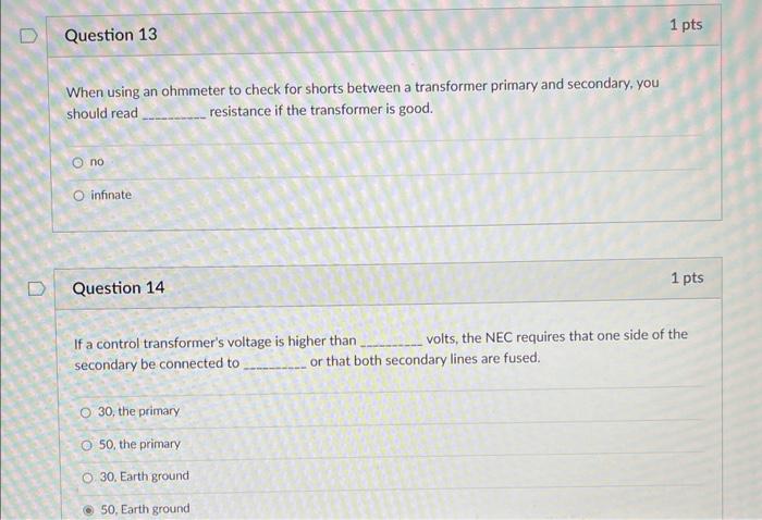 Solved Control transformer primary terminals are labeled | Chegg.com