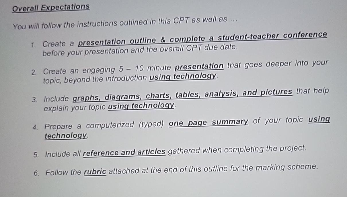 Solved Overall ExpectationsYou will follow the instructions | Chegg.com