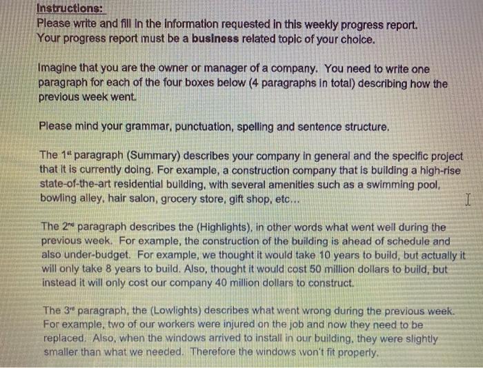 Solved Instructions: Please write and fill in the | Chegg.com