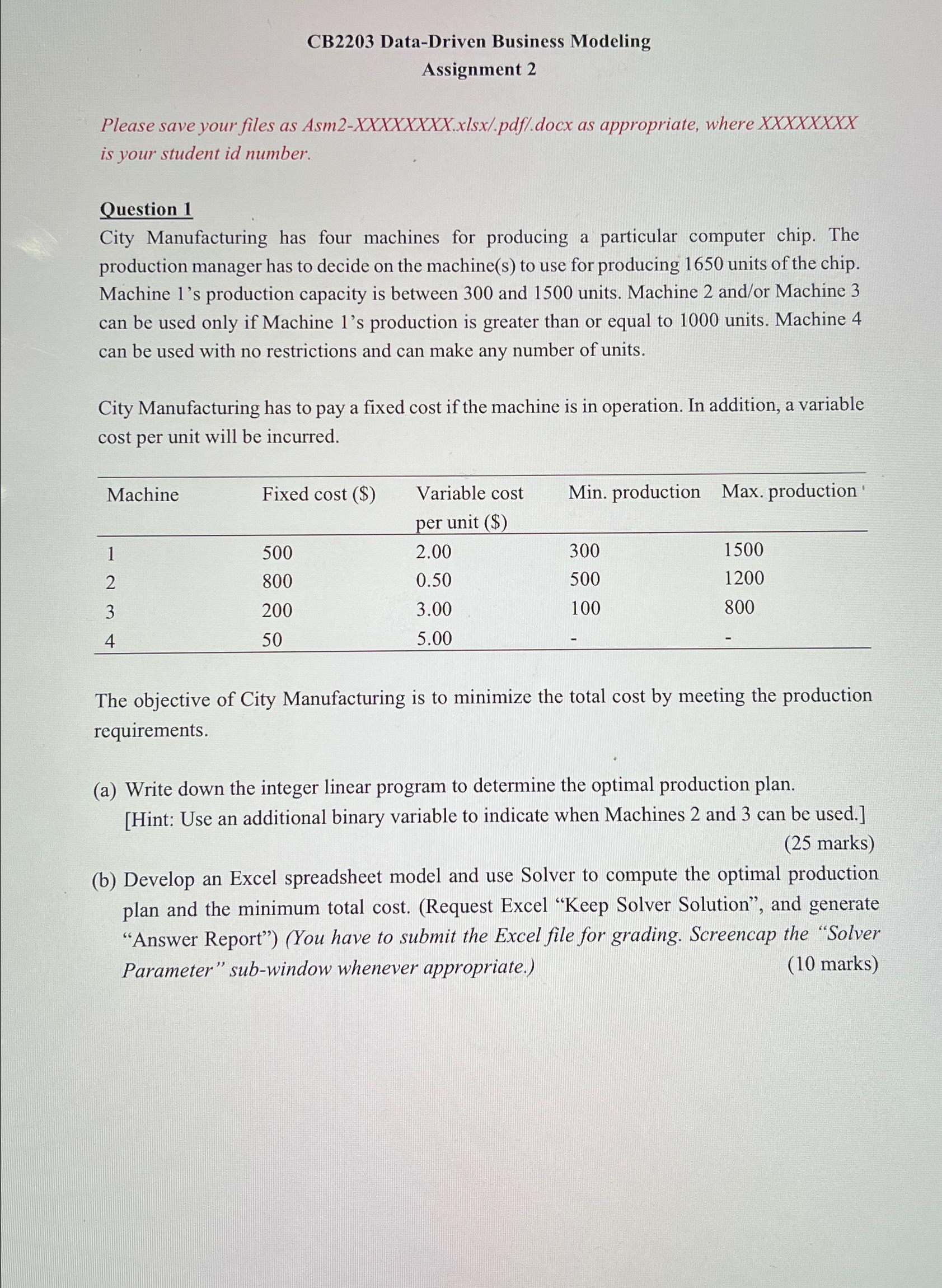 Solved CB2203 ﻿Data-Driven Business ModelingAssignment | Chegg.com