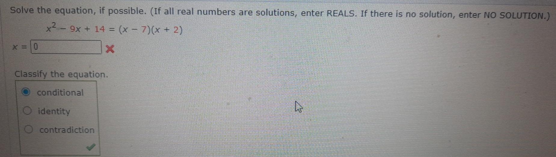 Solved Solve the equation. (If all real numbers are | Chegg.com