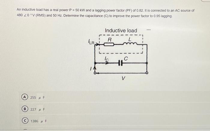 Solved An AC circuit shows two parallel loads connected to a | Chegg.com