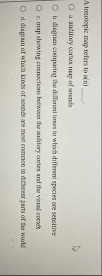 Solved A Tonotopic Map Refers To A N A ﻿auditory Cortex Map