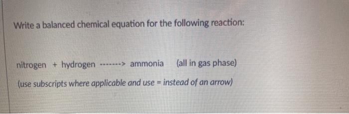 Solved Write a balanced chemical equation for the following | Chegg.com