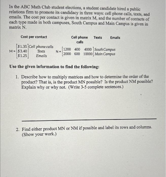Solved In the ABC Math Club student elections, a student | Chegg.com