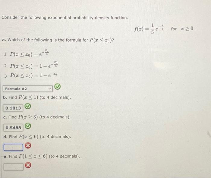 Consider the following exponential probability | Chegg.com