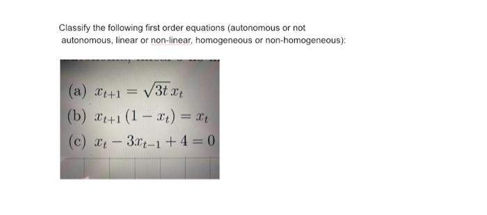Solved Classify the following first order equations | Chegg.com