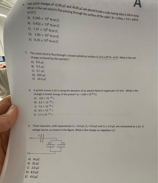 Solved 6. Two point charges of +5.00μC and +8.00μC are | Chegg.com
