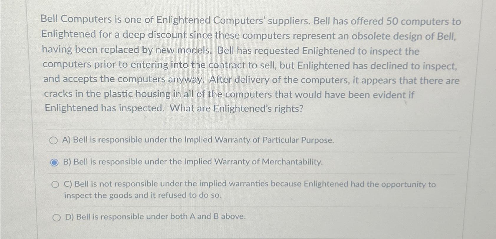 Solved Bell Computers is one of Enlightened Computers' | Chegg.com