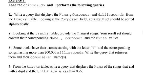 Solved Load The Chinook Db And Performs The Following 6099