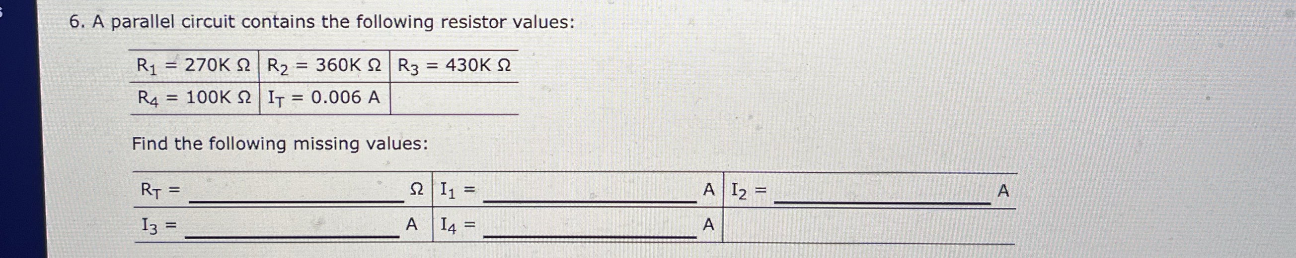 Solved A parallel circuit contains the following resistor | Chegg.com