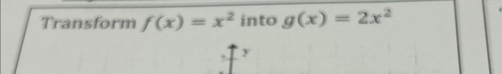 Solved Transform f(x)=x2 ﻿into g(x)=2x2 | Chegg.com