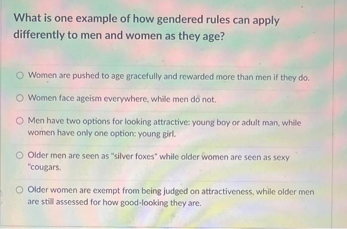 What is one example of how gendered rules can apply | Chegg.com