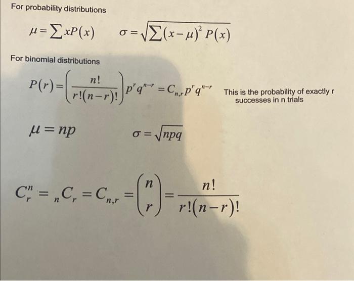 For probability distributions μ=∑xP(x)σ=∑(x−μ)2P(x) | Chegg.com