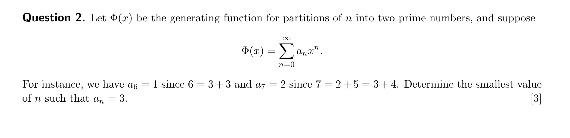 Question 2. ﻿Let Φ(x) ﻿be the generating function for | Chegg.com