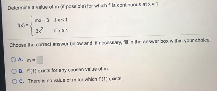 Solved Determine a value of m (if possible) for which is | Chegg.com