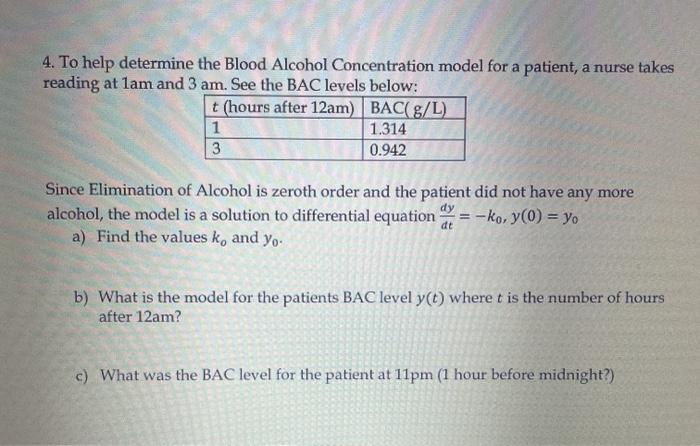 Solved 4. To help determine the Blood Alcohol Concentration | Chegg.com
