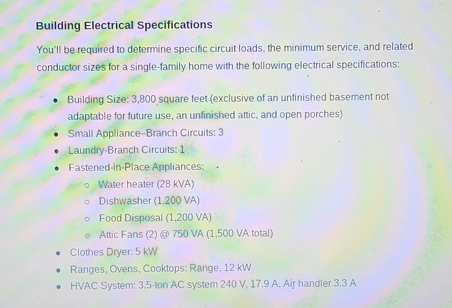 General lighting and receptacle load | Chegg.com