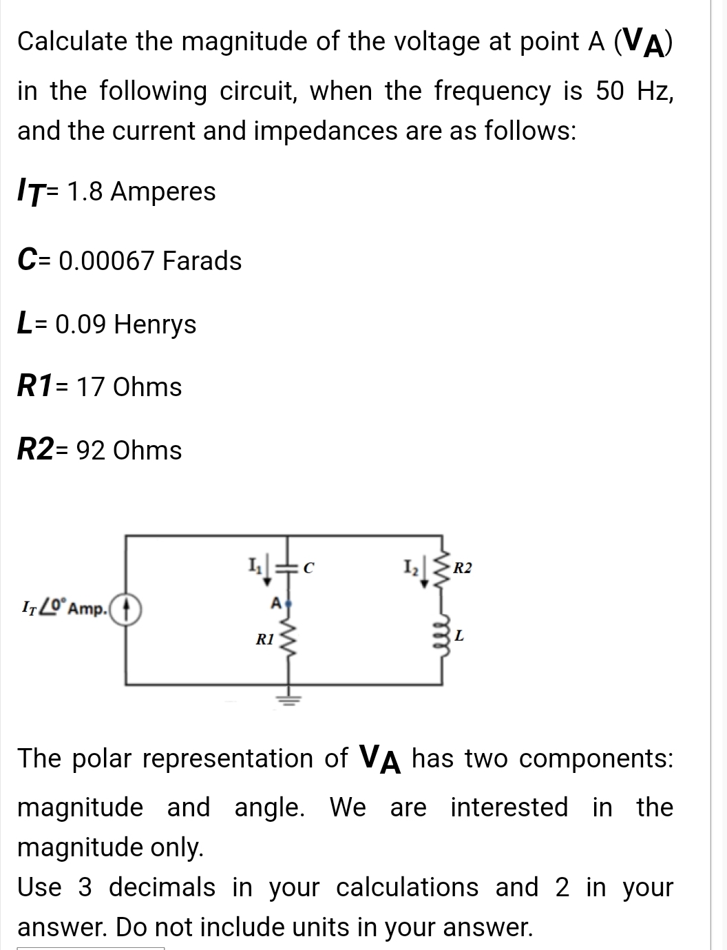 Solved Calculate the magnitude of the voltage at point A(VA) | Chegg.com