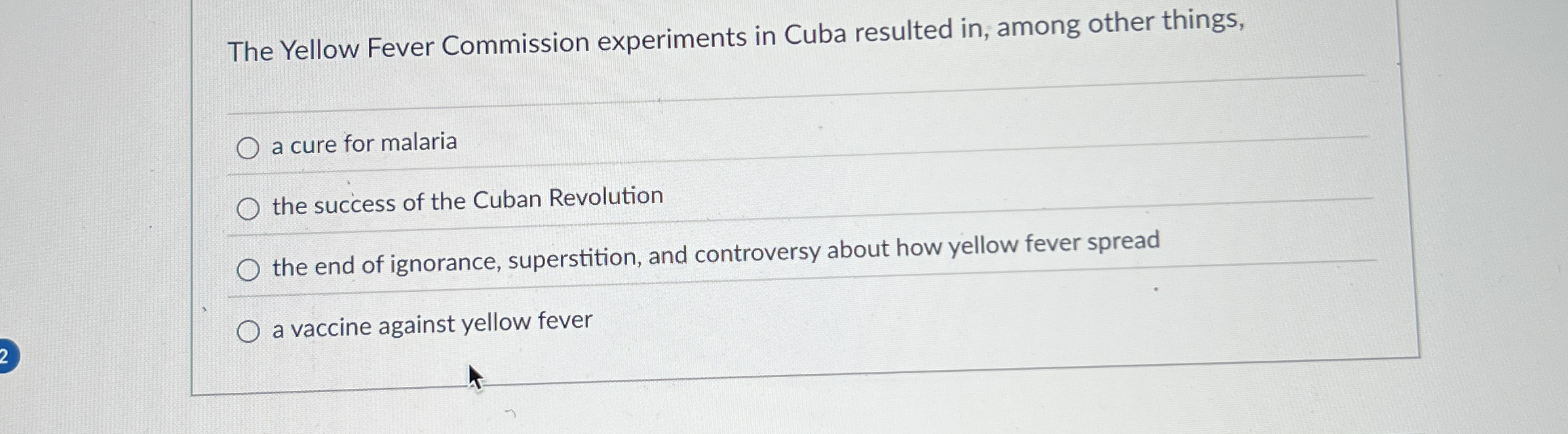 Solved The Yellow Fever Commission experiments in Cuba | Chegg.com
