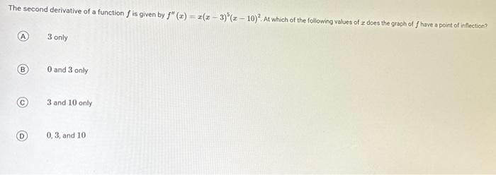 Solved The second derivative of a function \( f \) is given | Chegg.com