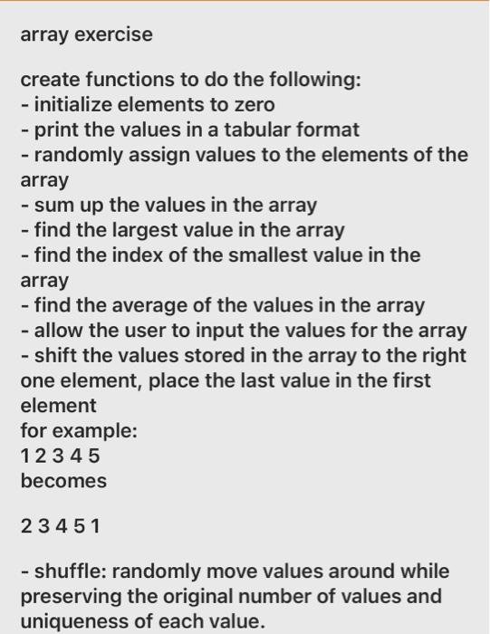 Solved array exercise create functions to do the following: | Chegg.com