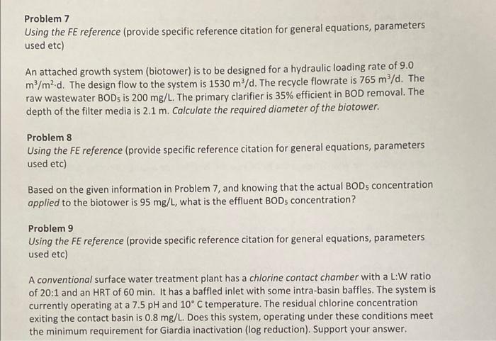 Solved used etc) An attached growth system (biotower) is to | Chegg.com