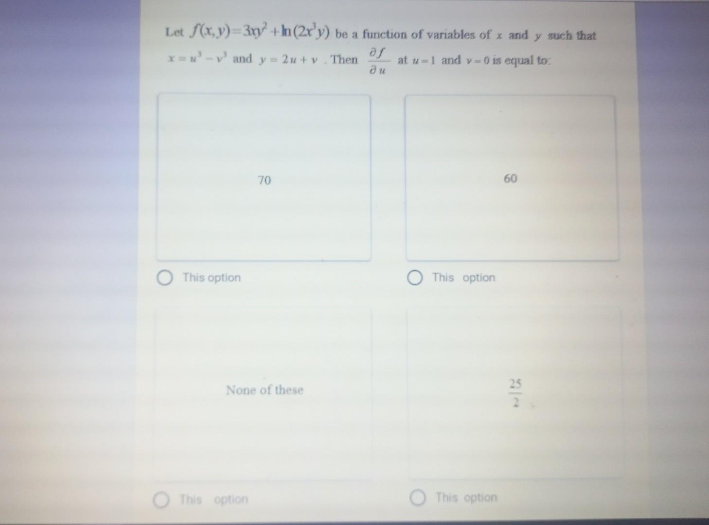 Solved Let f(x,y)=3xy2+ln(2x3y) be a function of variables | Chegg.com