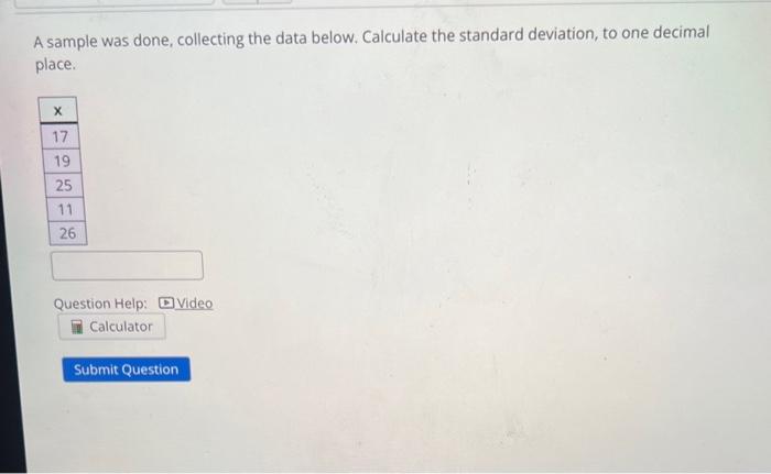 Solved A sample was done, collecting the data below. | Chegg.com