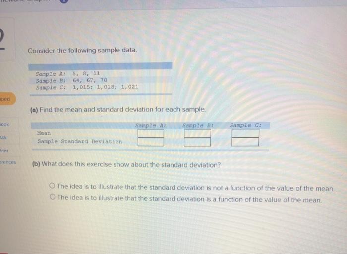 Solved Consider the following sample data. Sample A: 5, 8, | Chegg.com