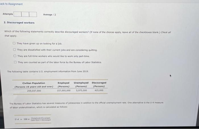 Solved ack to Assignment Attempts Averago / 3 2. Discouraged | Chegg.com