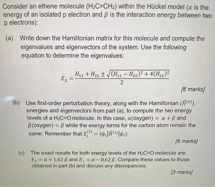 Solved Consider an ethene molecule (H2C=CH2) within the | Chegg.com