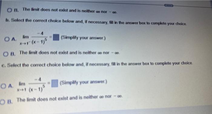 Solved Determine the following limits, using oo or - oo | Chegg.com