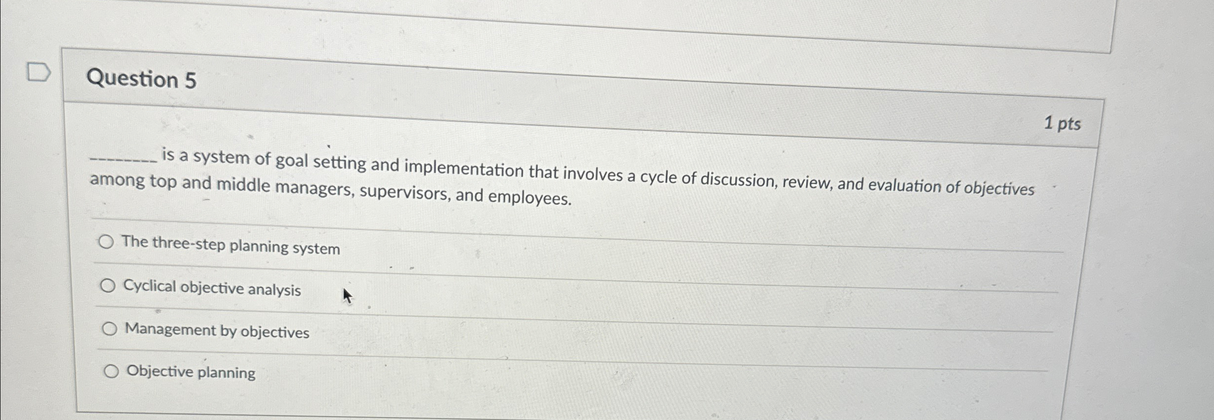 Solved Question 51 ﻿ptsis a system of goal setting and | Chegg.com