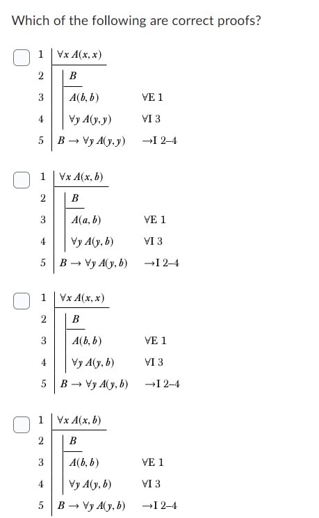 Solved Which Of The Following Are Correct Proofs
