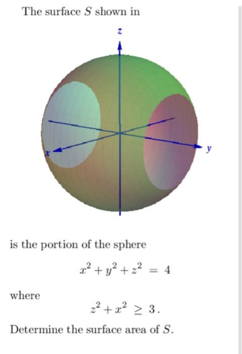 Solved The surface S shown in is the portion of the sphere | Chegg.com
