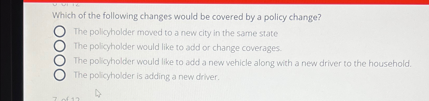 Solved Which of the following changes would be covered by a | Chegg.com